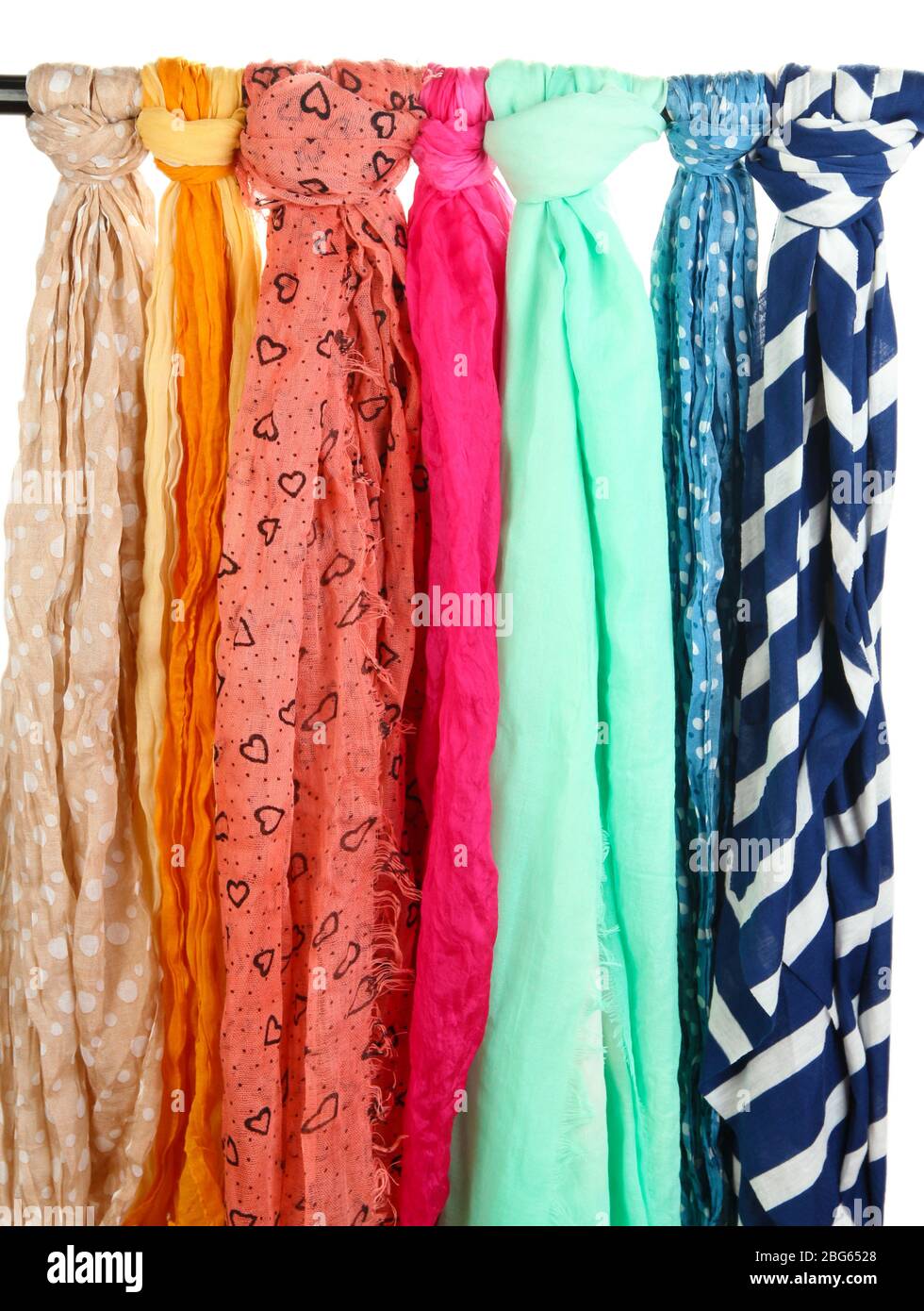 Colored scarves isolated on white Stock Photo - Alamy