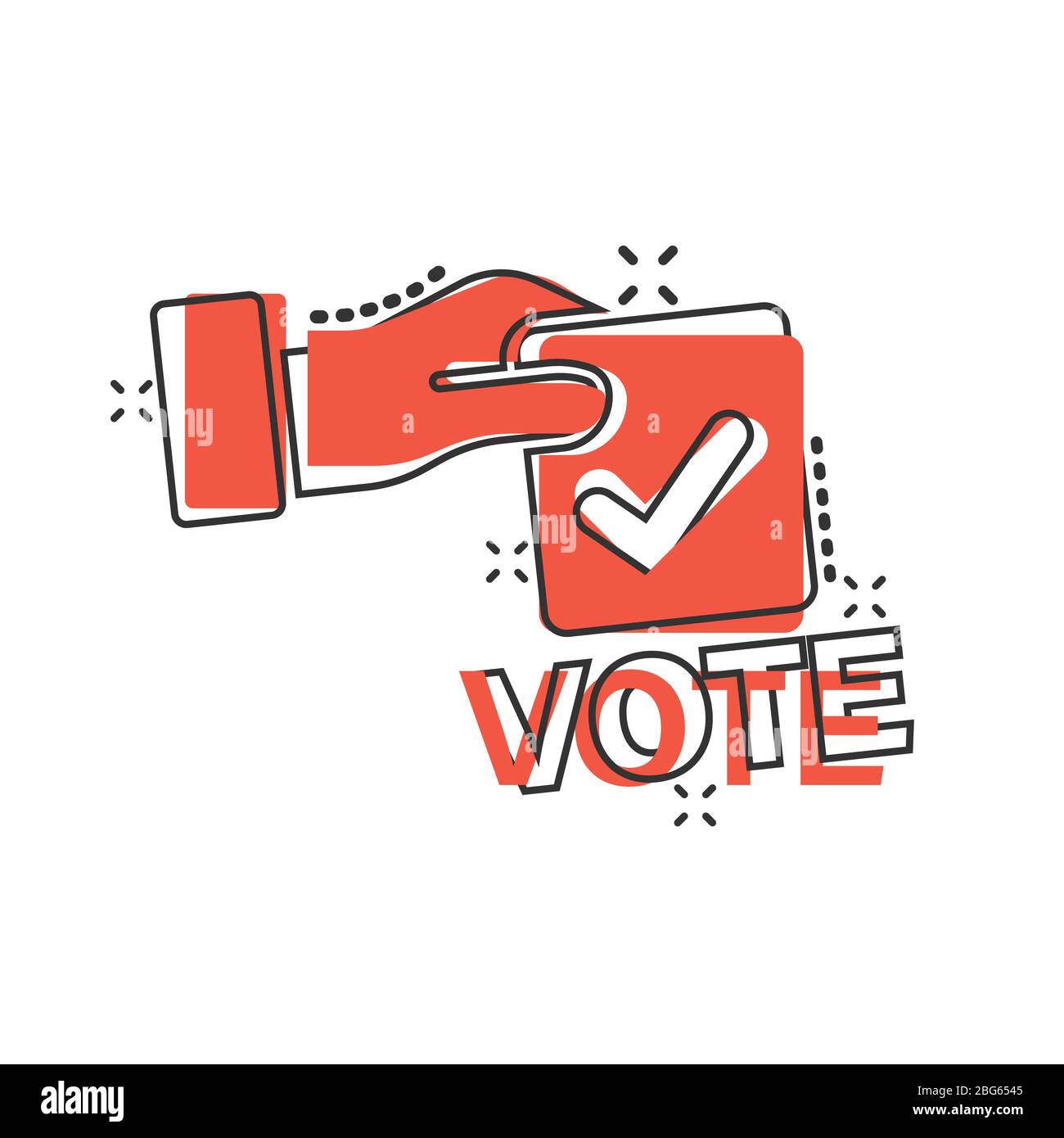 Vote icon in comic style. Ballot box cartoon vector illustration on ...