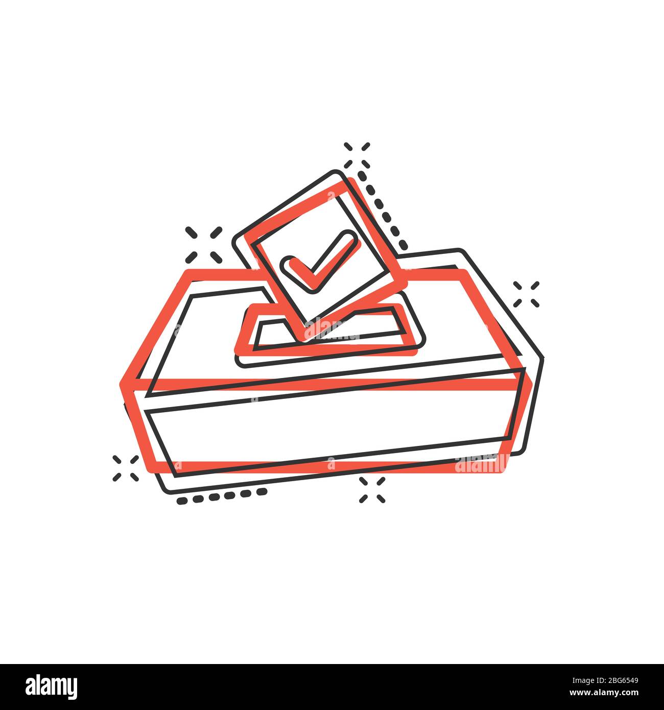 Vote icon in comic style. Ballot box cartoon vector illustration on ...