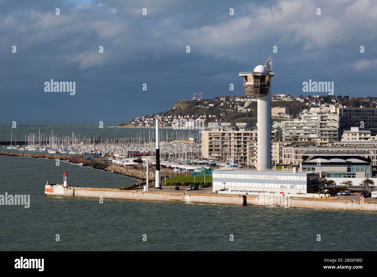 Port Control Tower & navigation beacons,Le Havre,Normandy,France,Europe ...