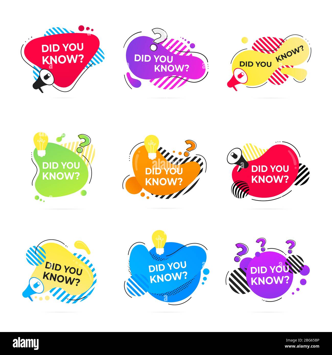 Did you know abstract shape badges set, lightbulb and megaphone speaker ...
