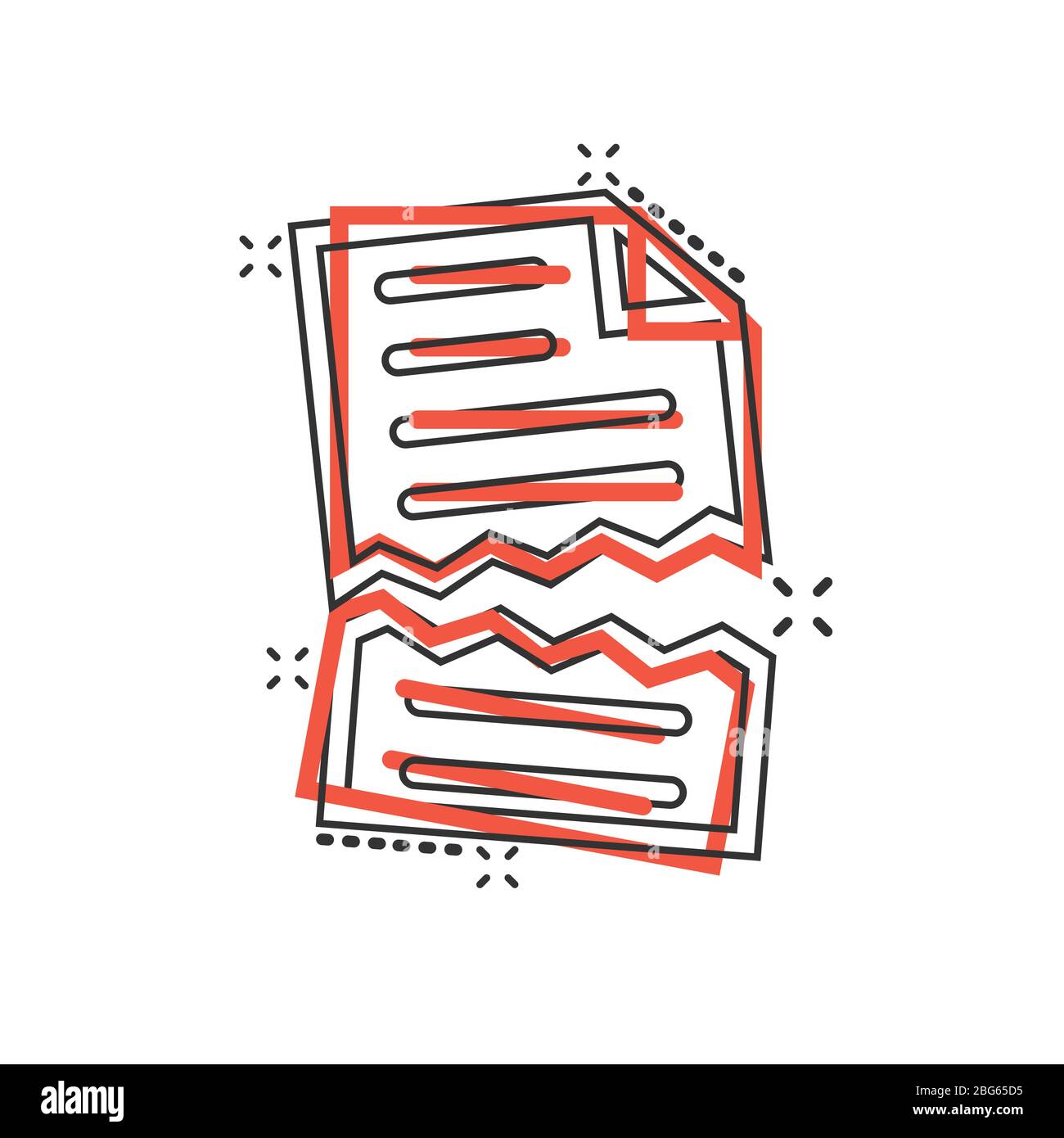 Document error icon in comic style. Broken report cartoon vector ...