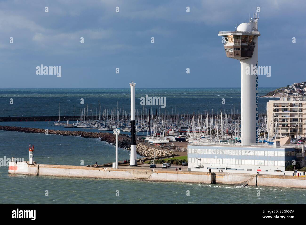 Port Control Tower & navigation beacons,Le Havre,Normandy,France,Europe ...