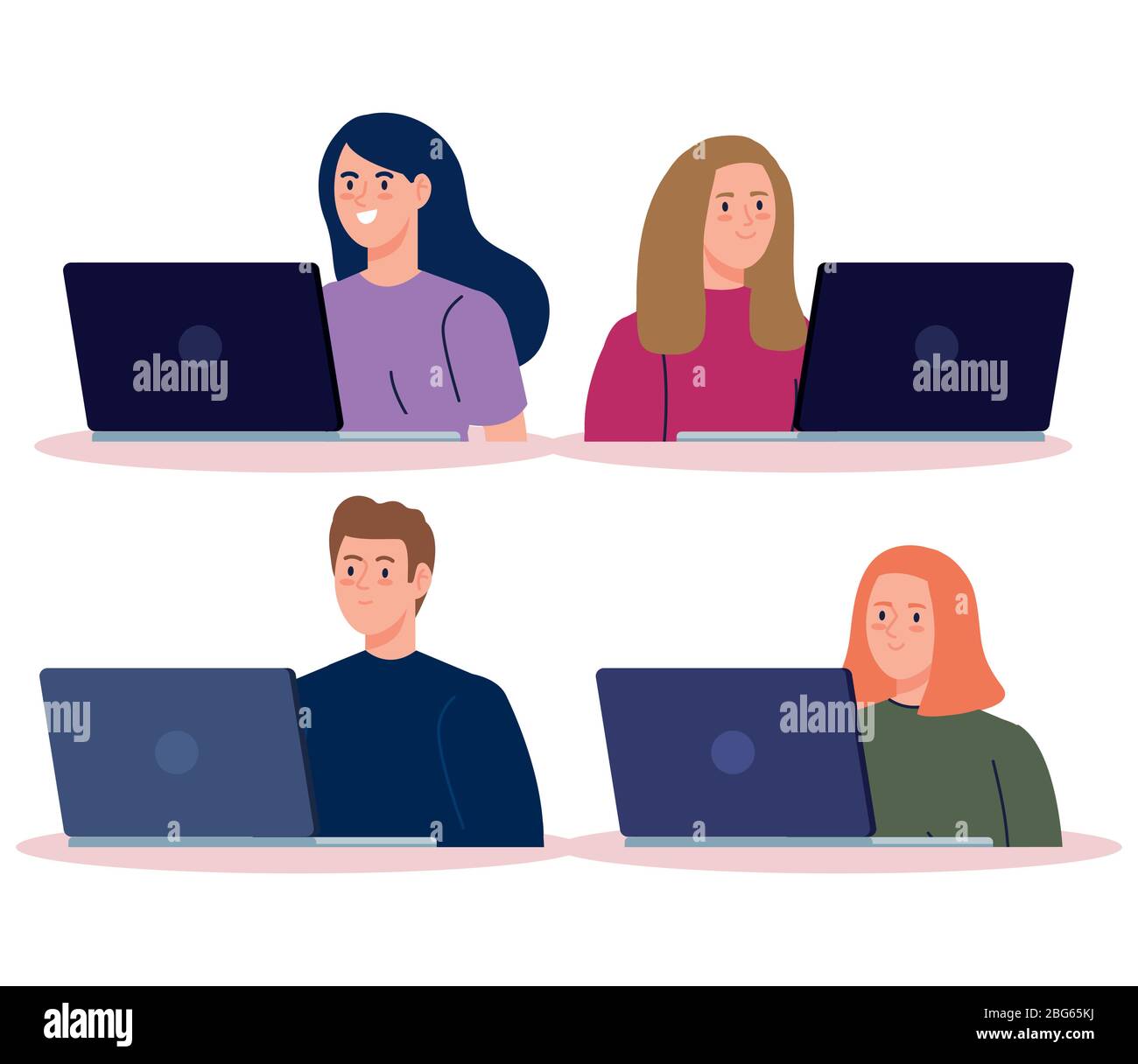 young people with laptop computer Stock Vector Image & Art - Alamy