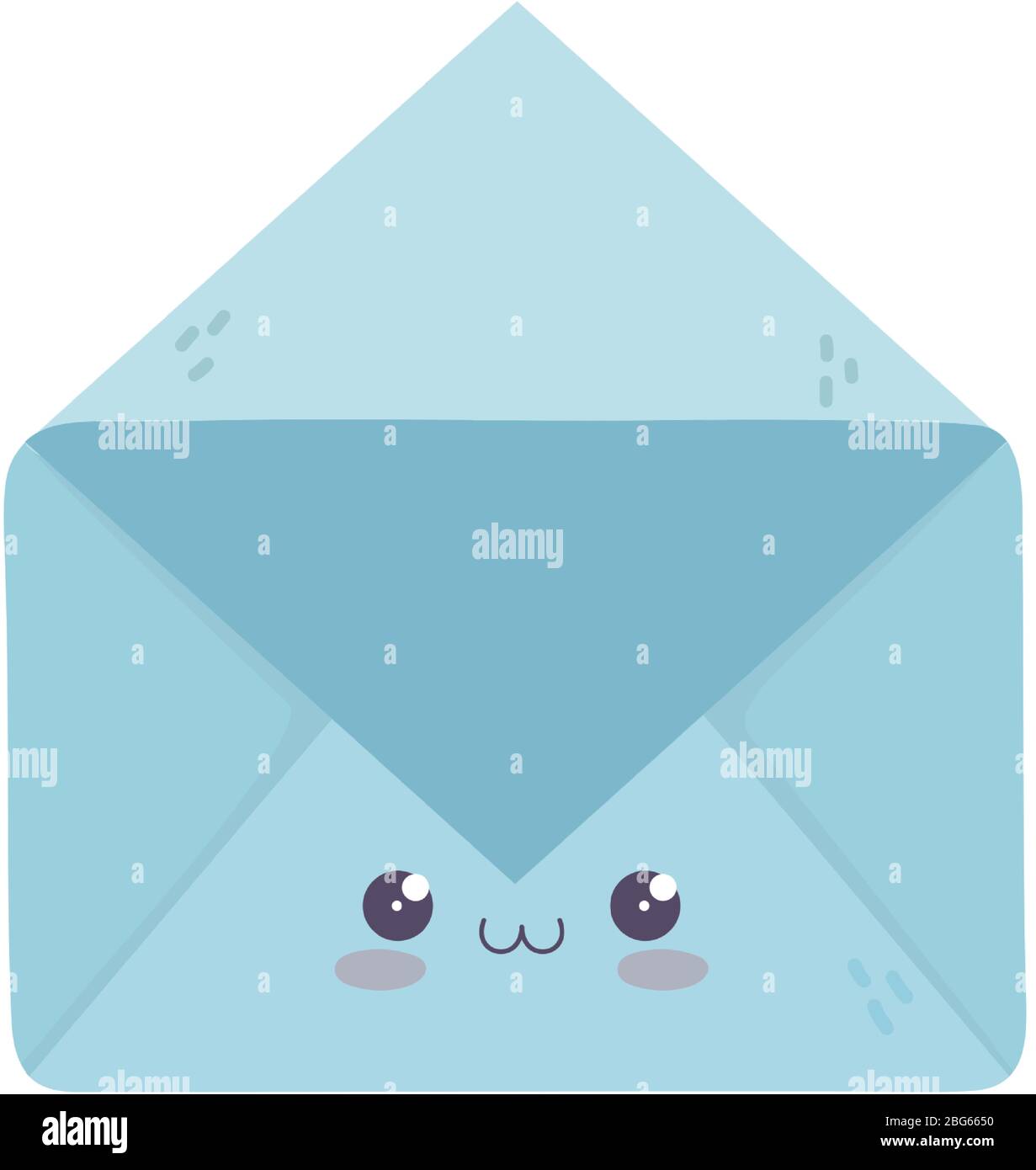 kawaii open envelope cute cartoon isolated icon on white background ...