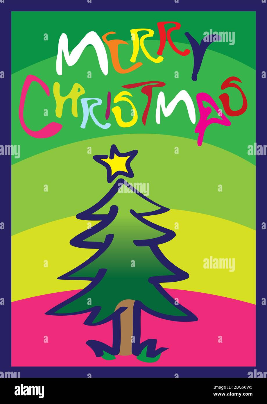 Colorful illustration Christmas tree. Graphic layout design Stock ...