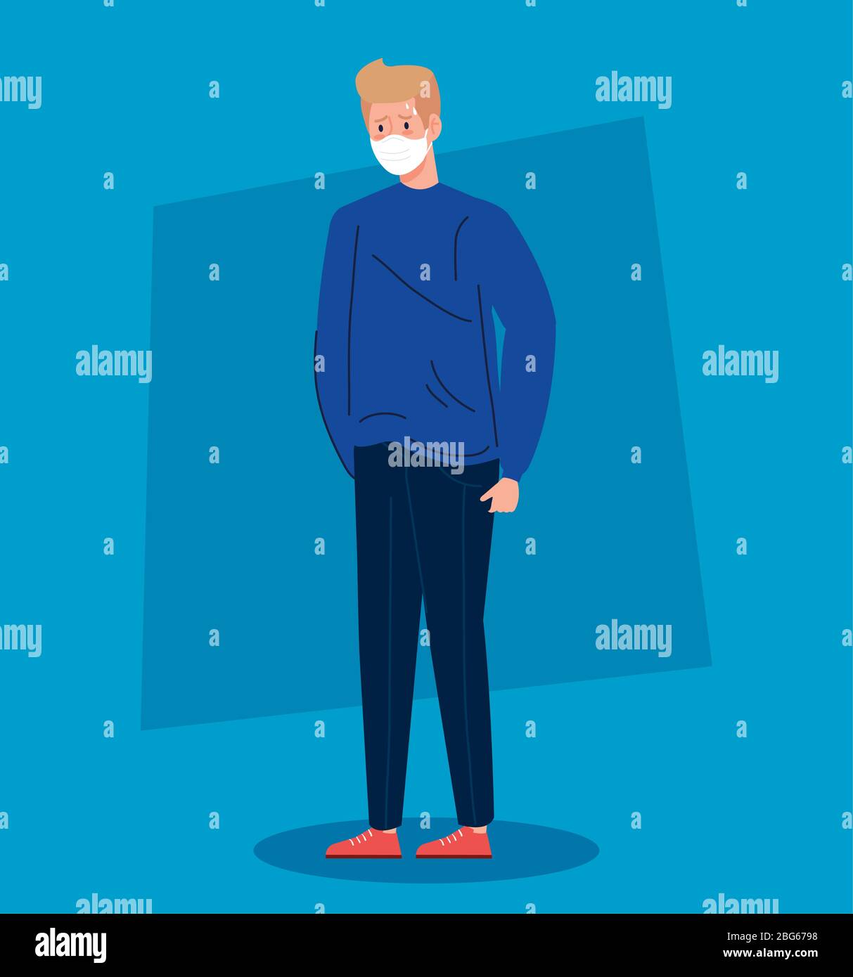 young man using face mask avatar character Stock Vector Image & Art - Alamy