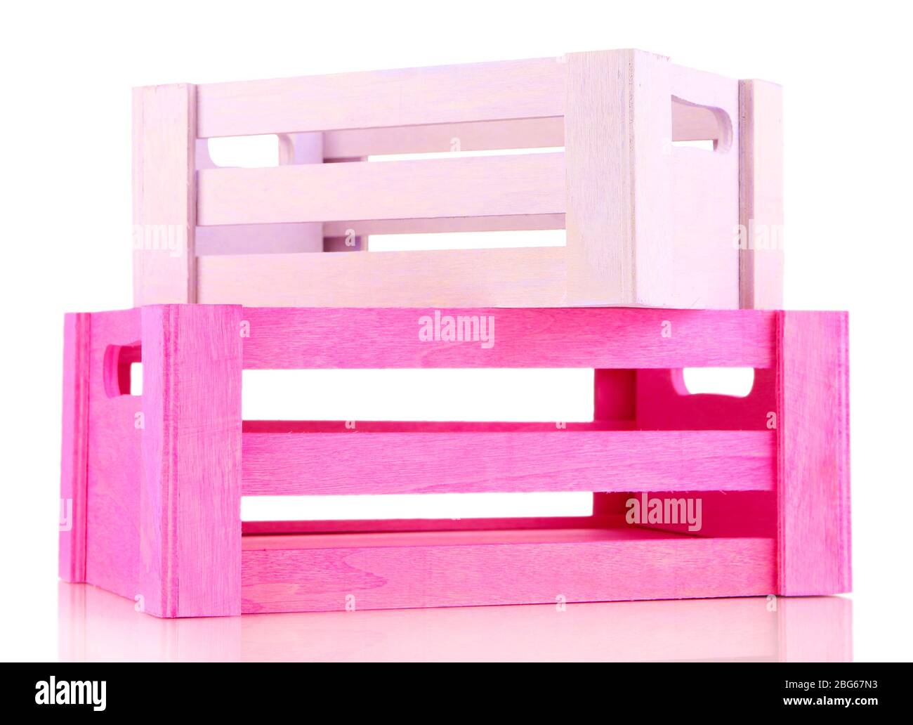 Color wooden crates, isolated on white Stock Photo - Alamy