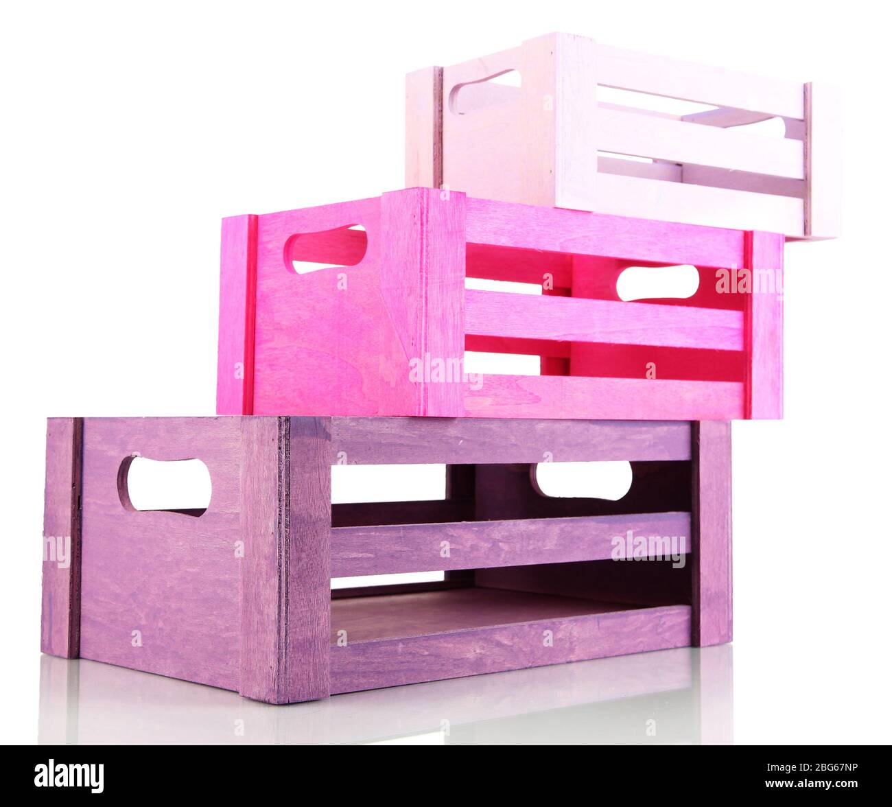 Color wooden crates, isolated on white Stock Photo - Alamy