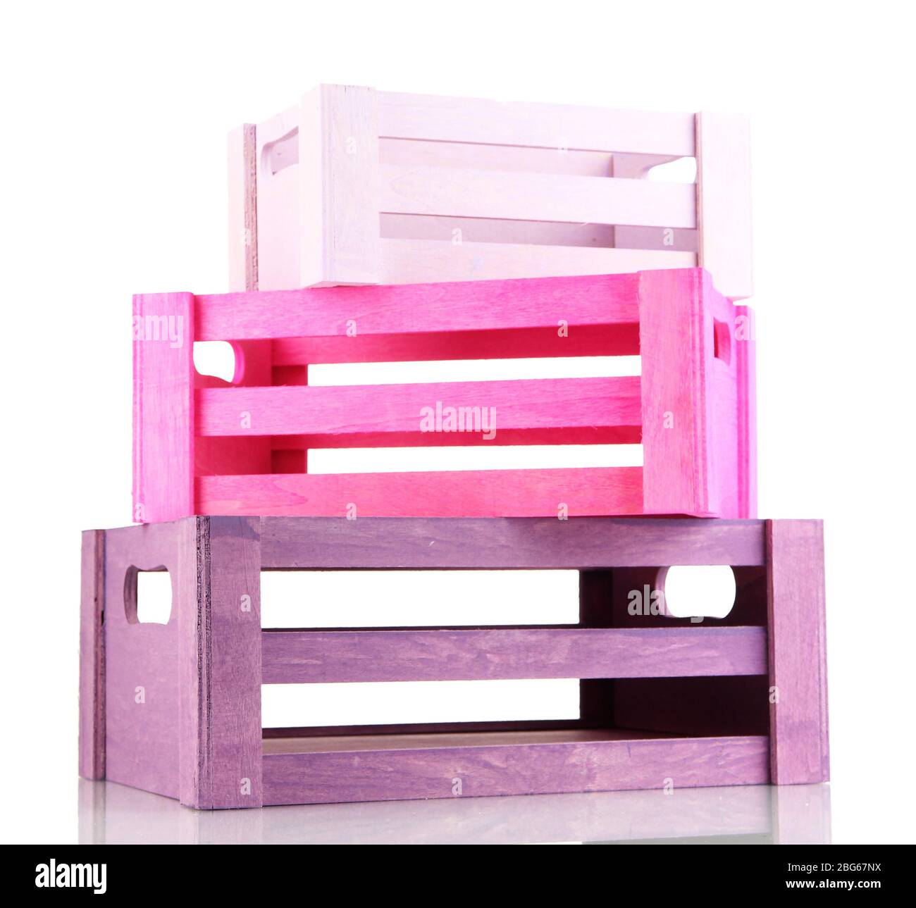 Color wooden crates, isolated on white Stock Photo - Alamy