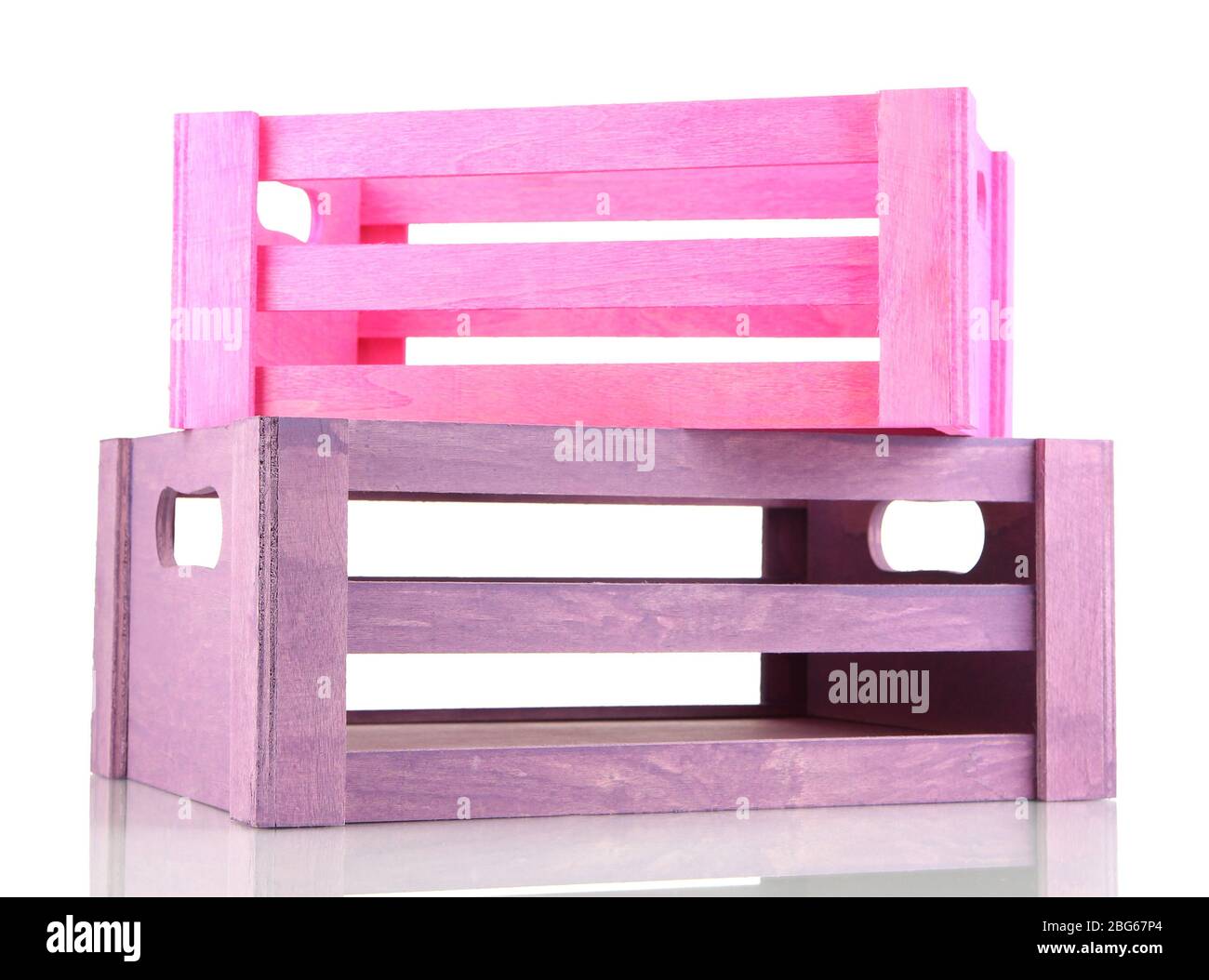 Color wooden crates, isolated on white Stock Photo - Alamy