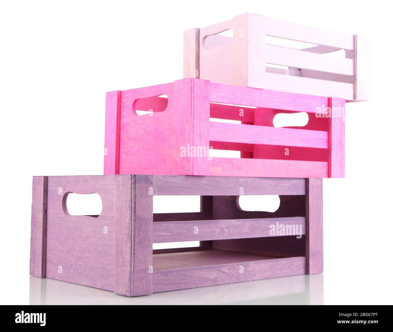 Color wooden crates, isolated on white Stock Photo - Alamy