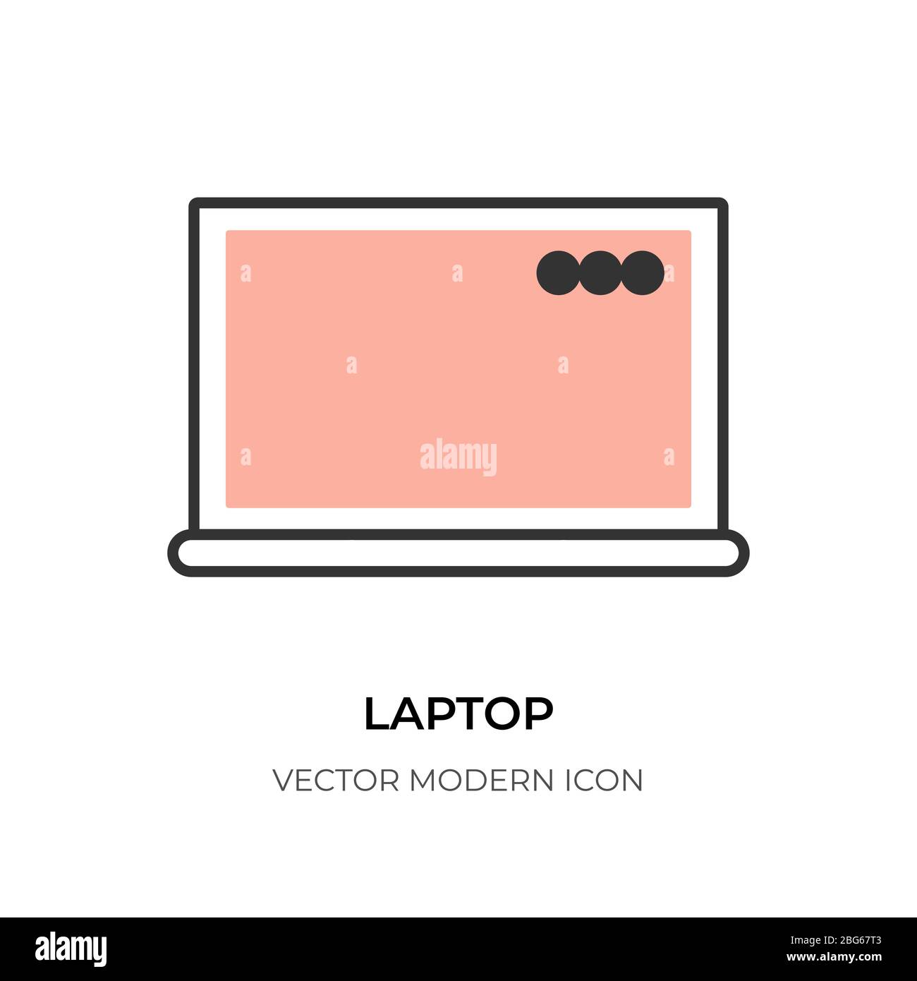 Laptop flat line icon. Graphic shape template electronic device ...