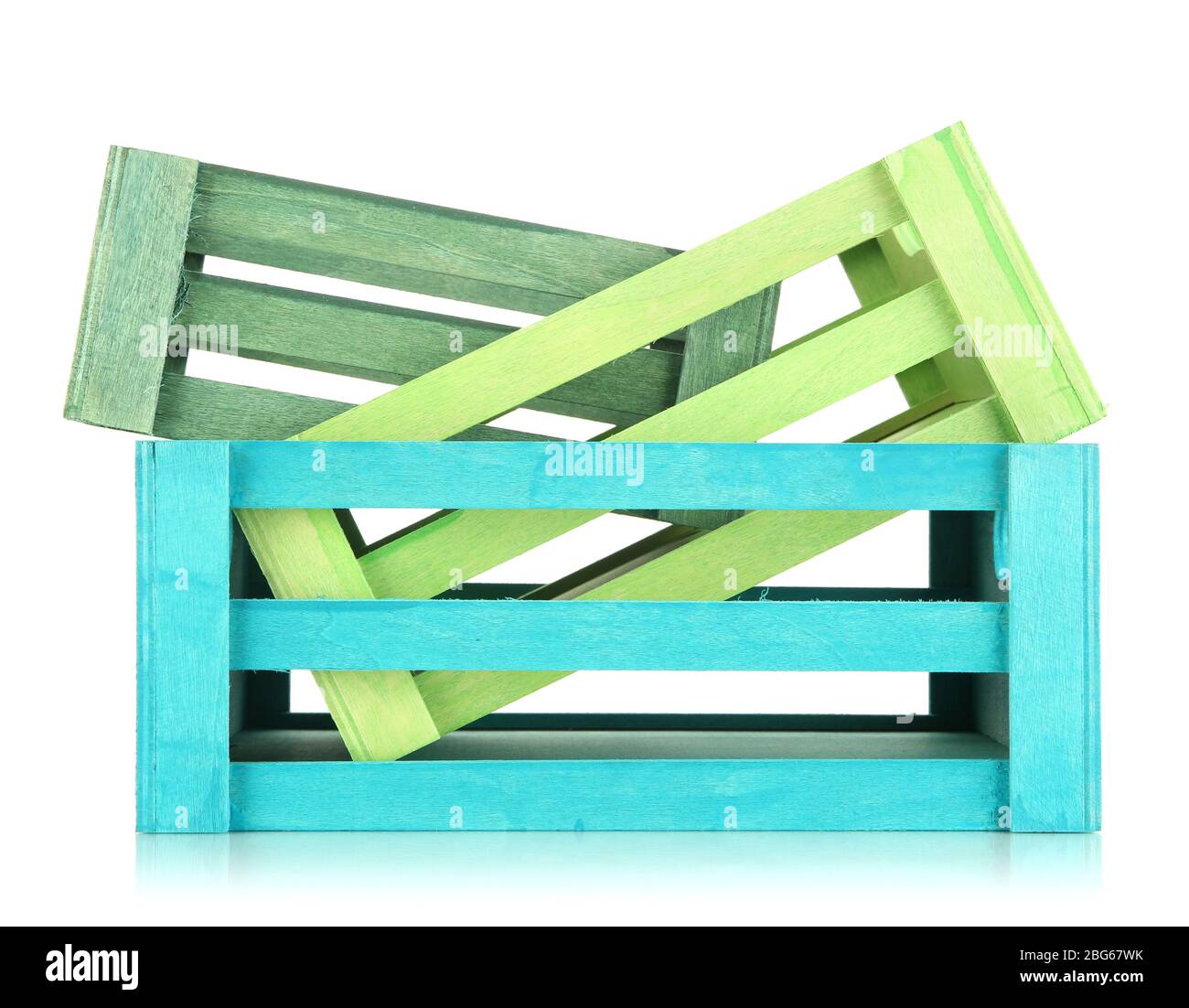 Color wooden crates, isolated on white Stock Photo - Alamy