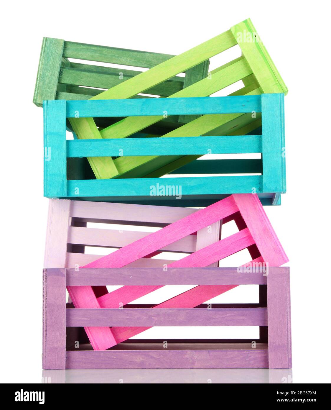 Color wooden crates, isolated on white Stock Photo - Alamy