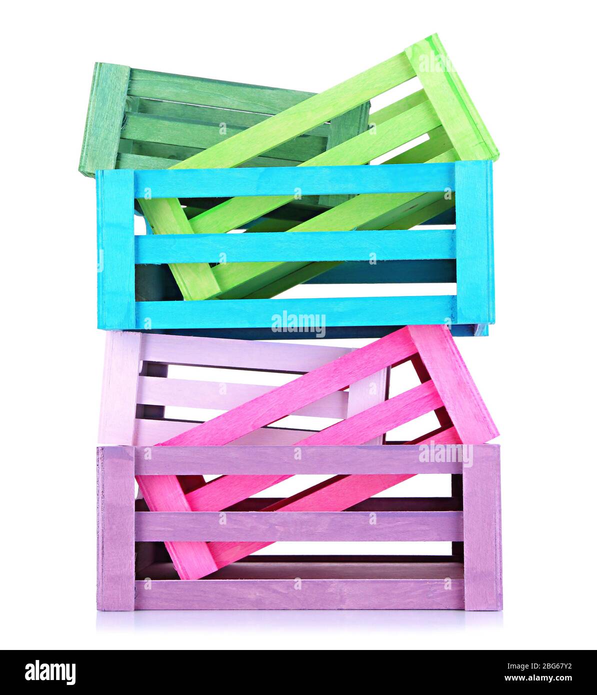 Color wooden crates, isolated on white Stock Photo - Alamy