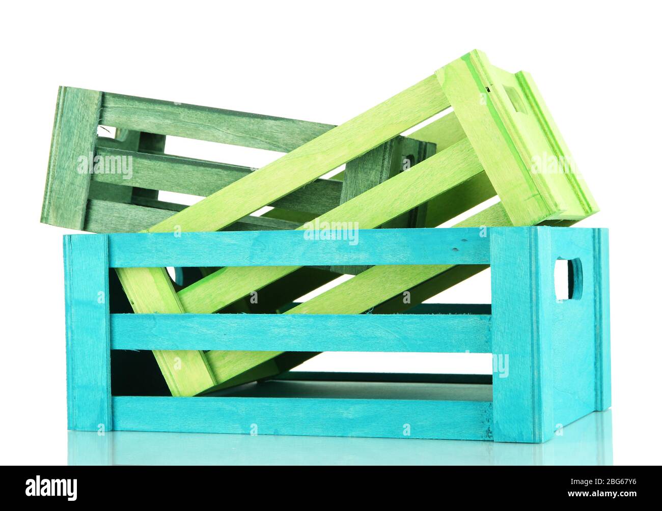 Color wooden crates, isolated on white Stock Photo - Alamy