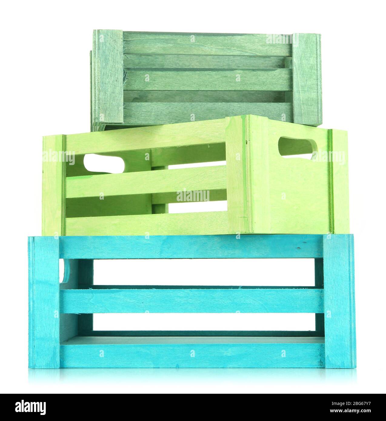 Color wooden crates, isolated on white Stock Photo - Alamy