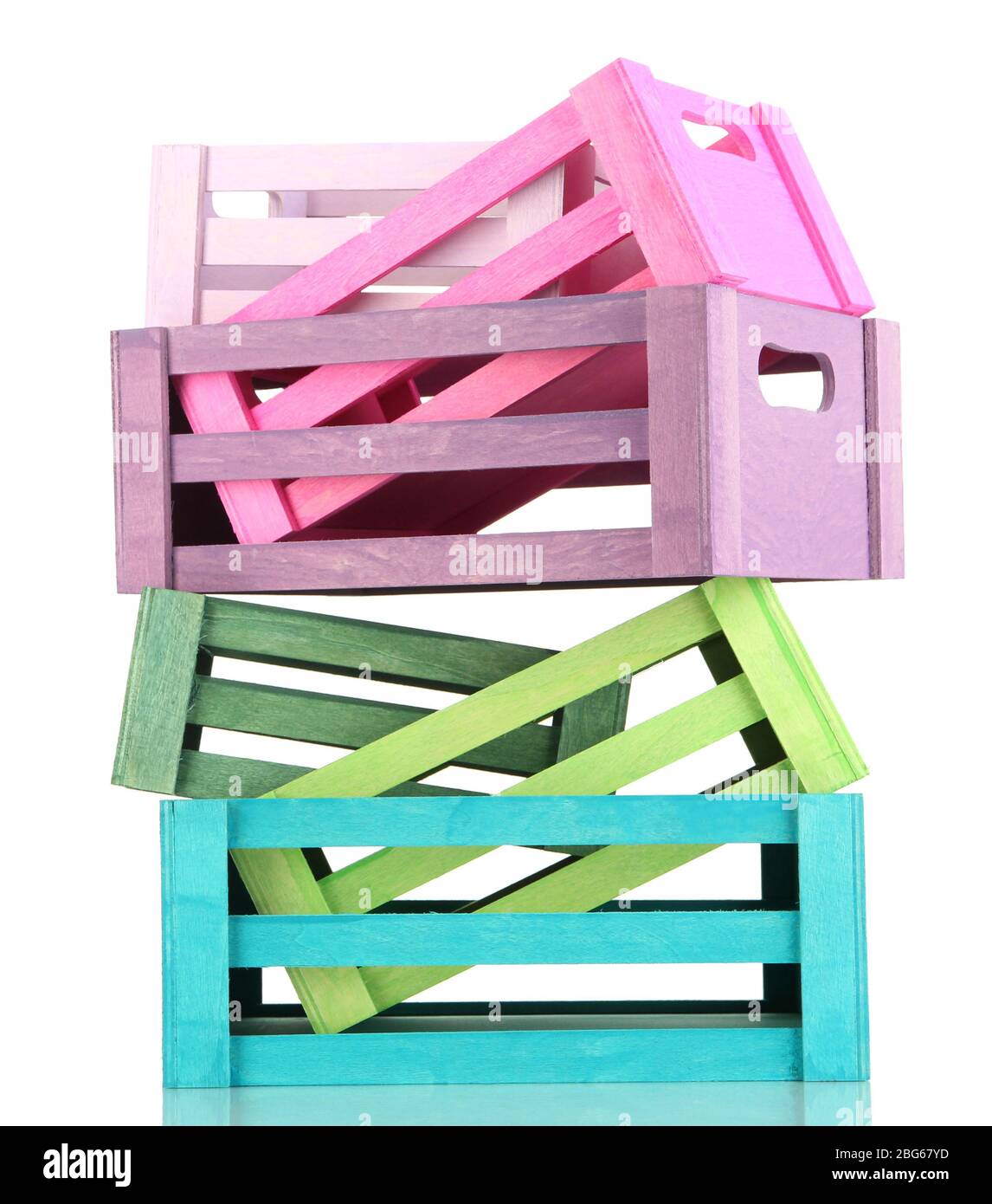 Color wooden crates, isolated on white Stock Photo - Alamy