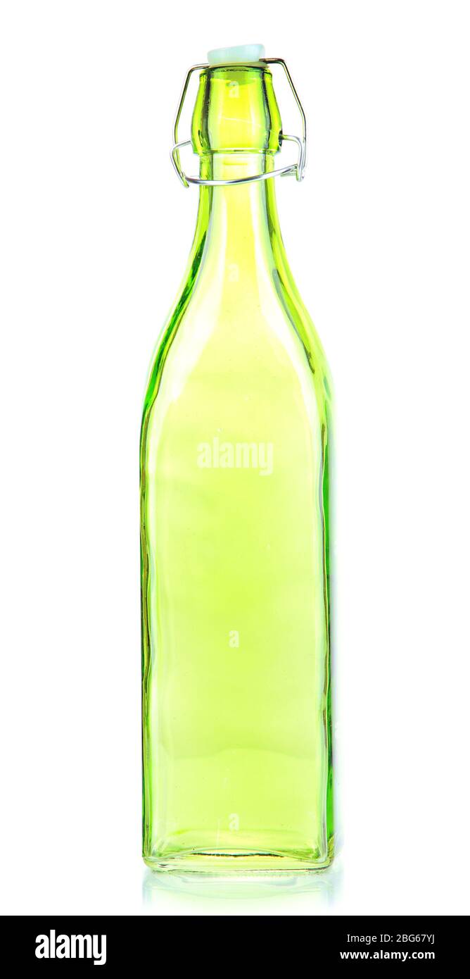 Empty color glass bottle, isolated on white Stock Photo - Alamy