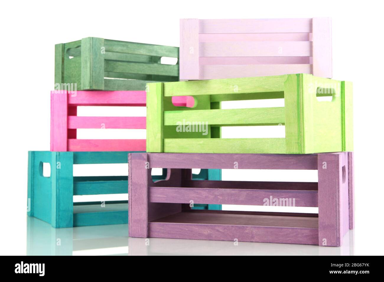 Color wooden crates, isolated on white Stock Photo - Alamy