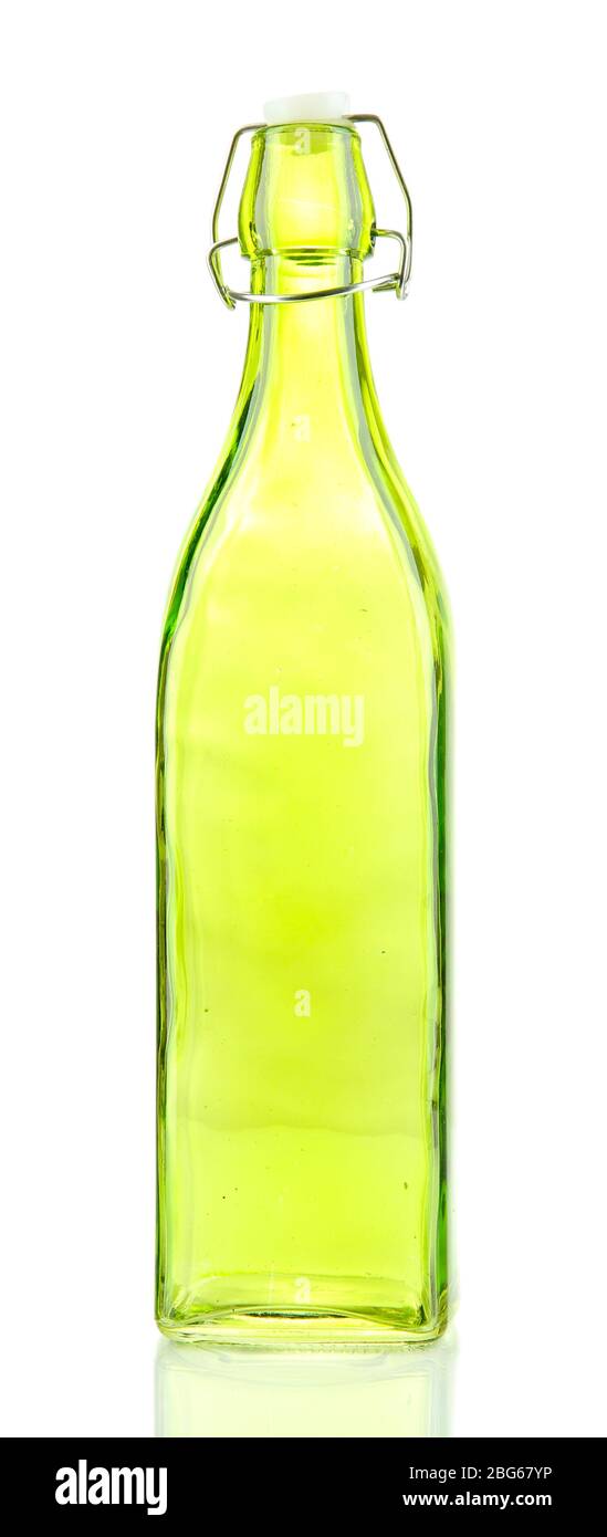 Empty color glass bottle, isolated on white Stock Photo - Alamy