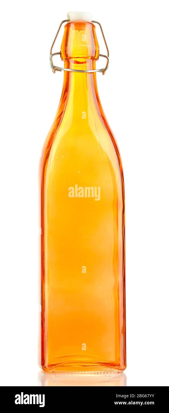 Empty color glass bottle, isolated on white Stock Photo - Alamy