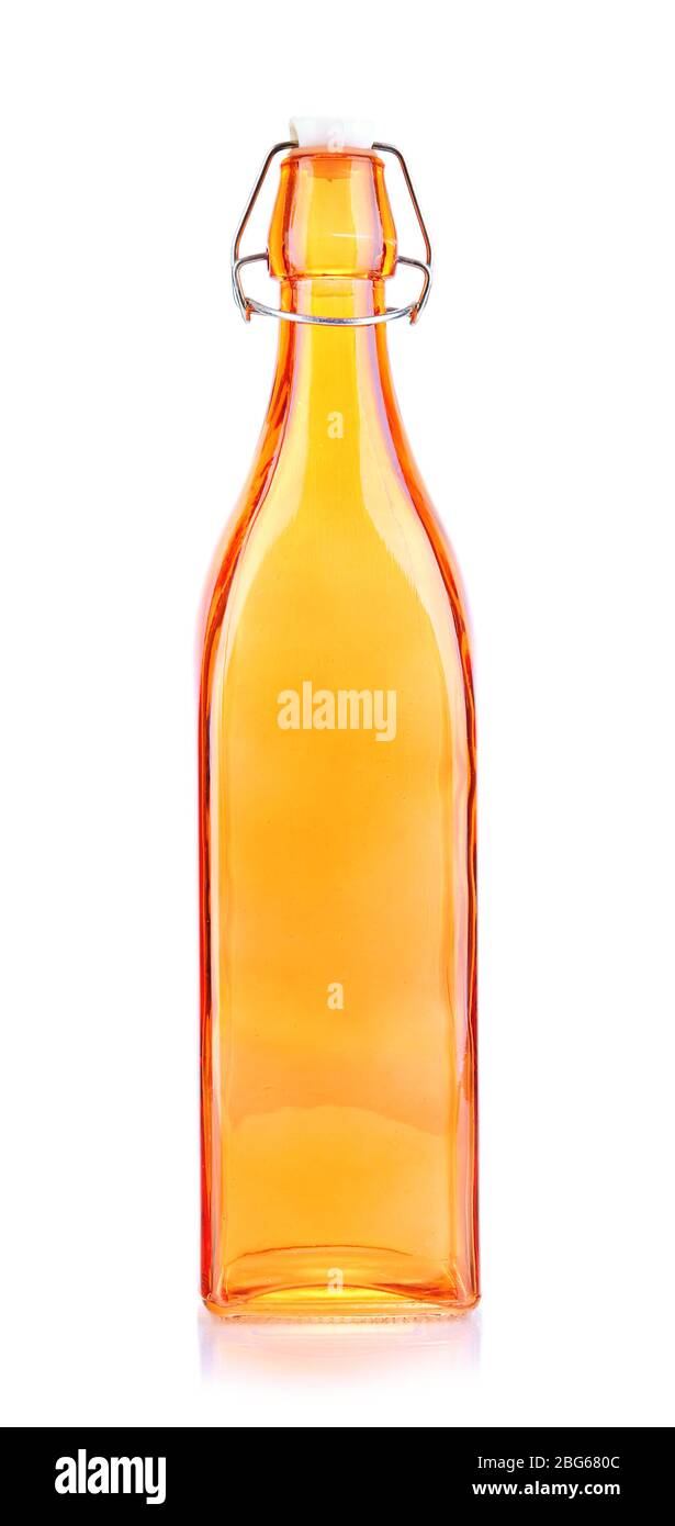 Empty color glass bottle, isolated on white Stock Photo - Alamy