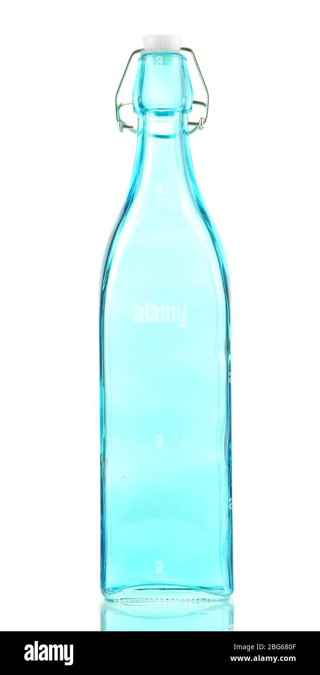 Empty color glass bottle, isolated on white Stock Photo - Alamy
