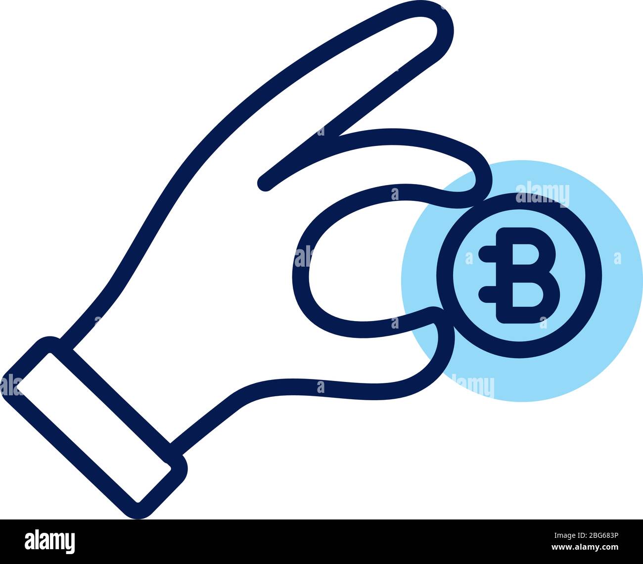 hand with bitecoin crypto currency line style icon Stock Vector Image ...