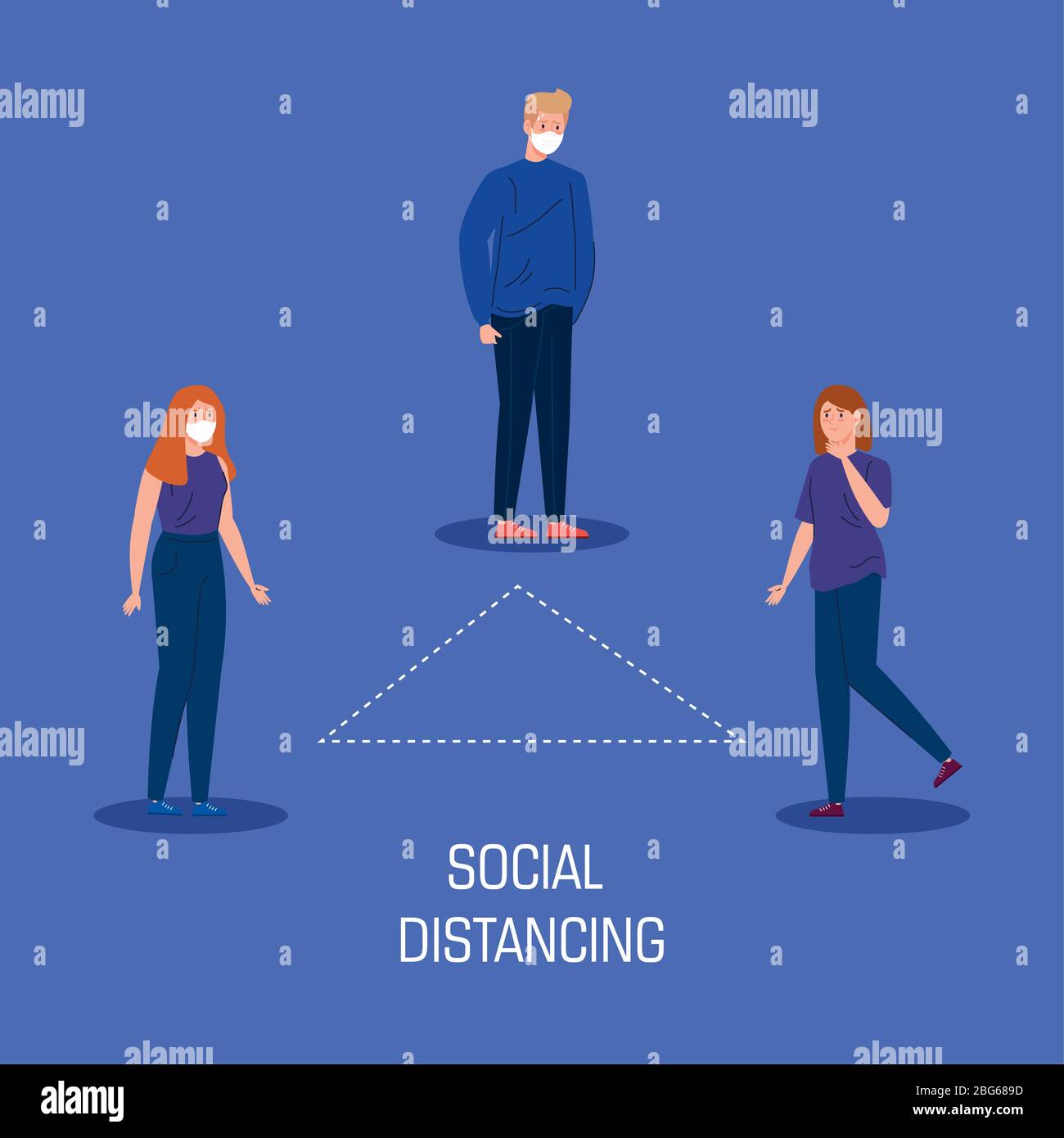 campaign of social distancing for covid 19 with young people using face ...