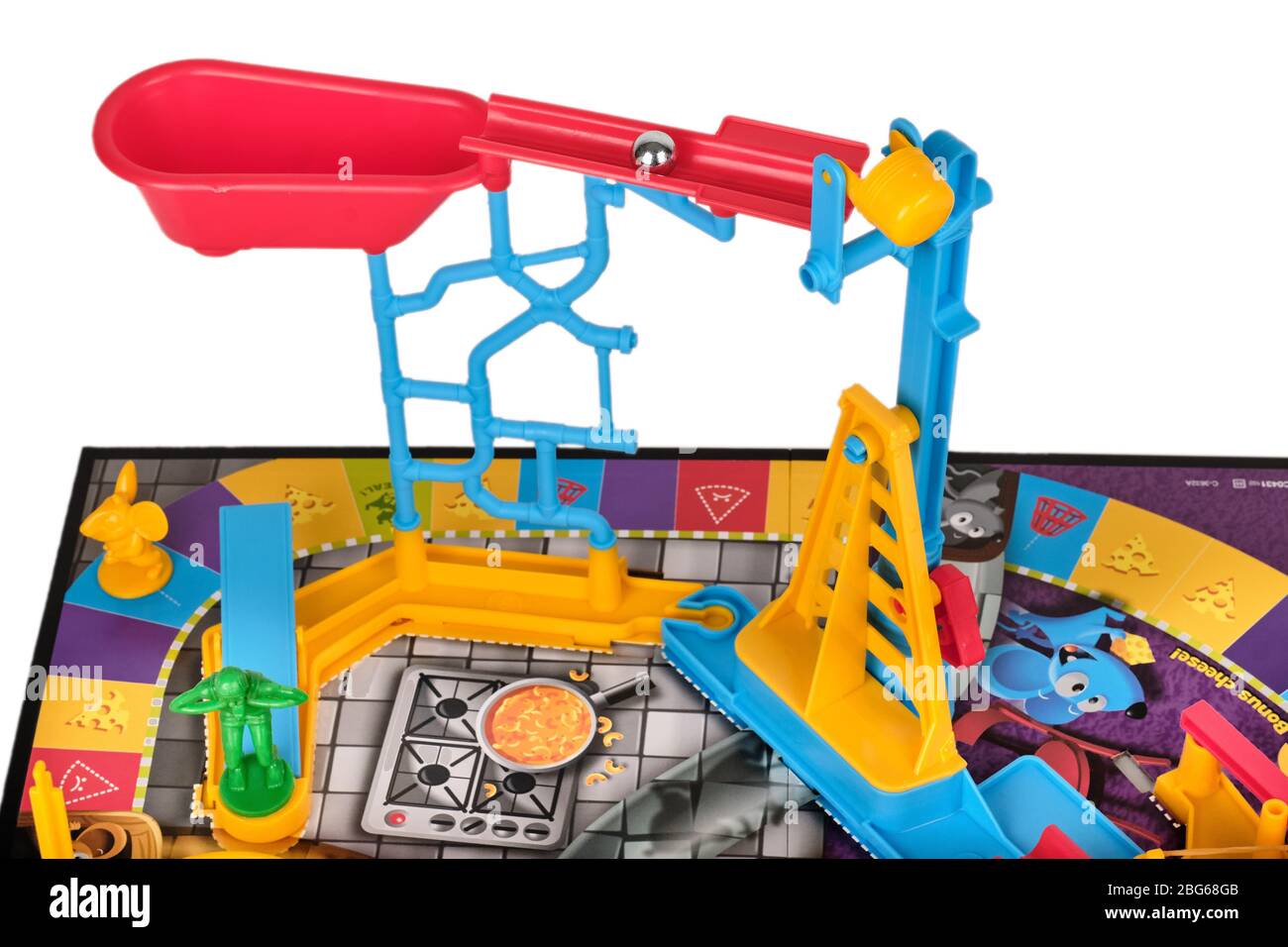 Close up of assembled Hasbro Mouse trap board game with tipped yellow ...