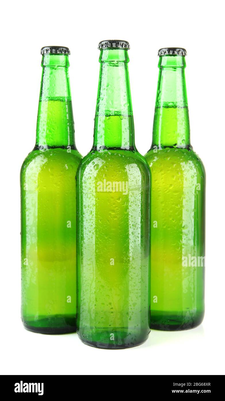 Bottles of beer isolated on white Stock Photo - Alamy