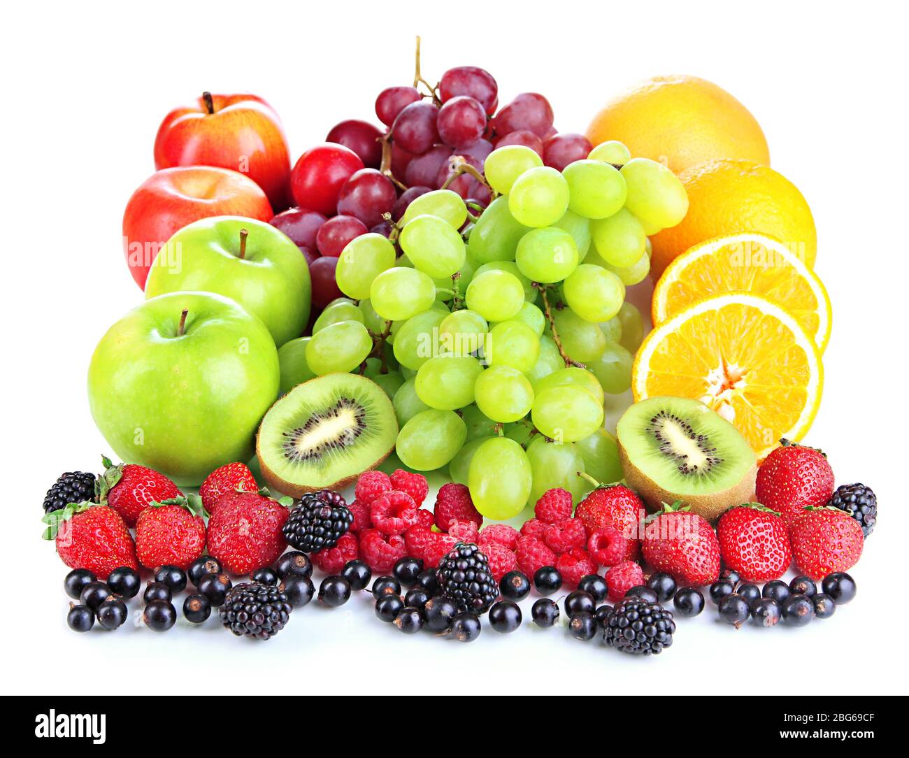 Fresh fruits and berries isolated on white Stock Photo - Alamy