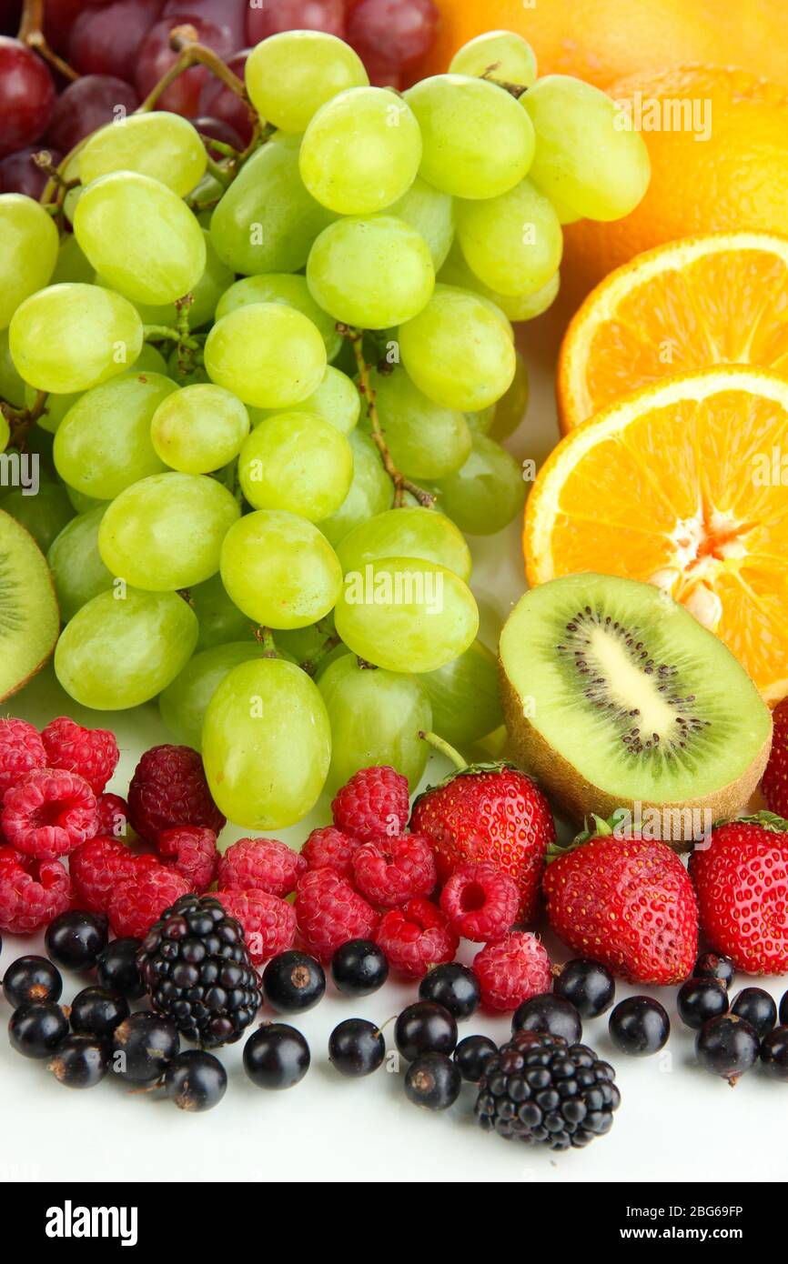 Fresh fruits and berries close up Stock Photo - Alamy