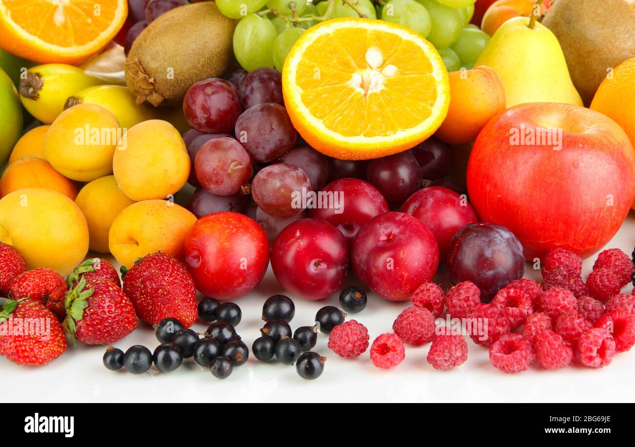 Fresh fruits and berries close up Stock Photo - Alamy