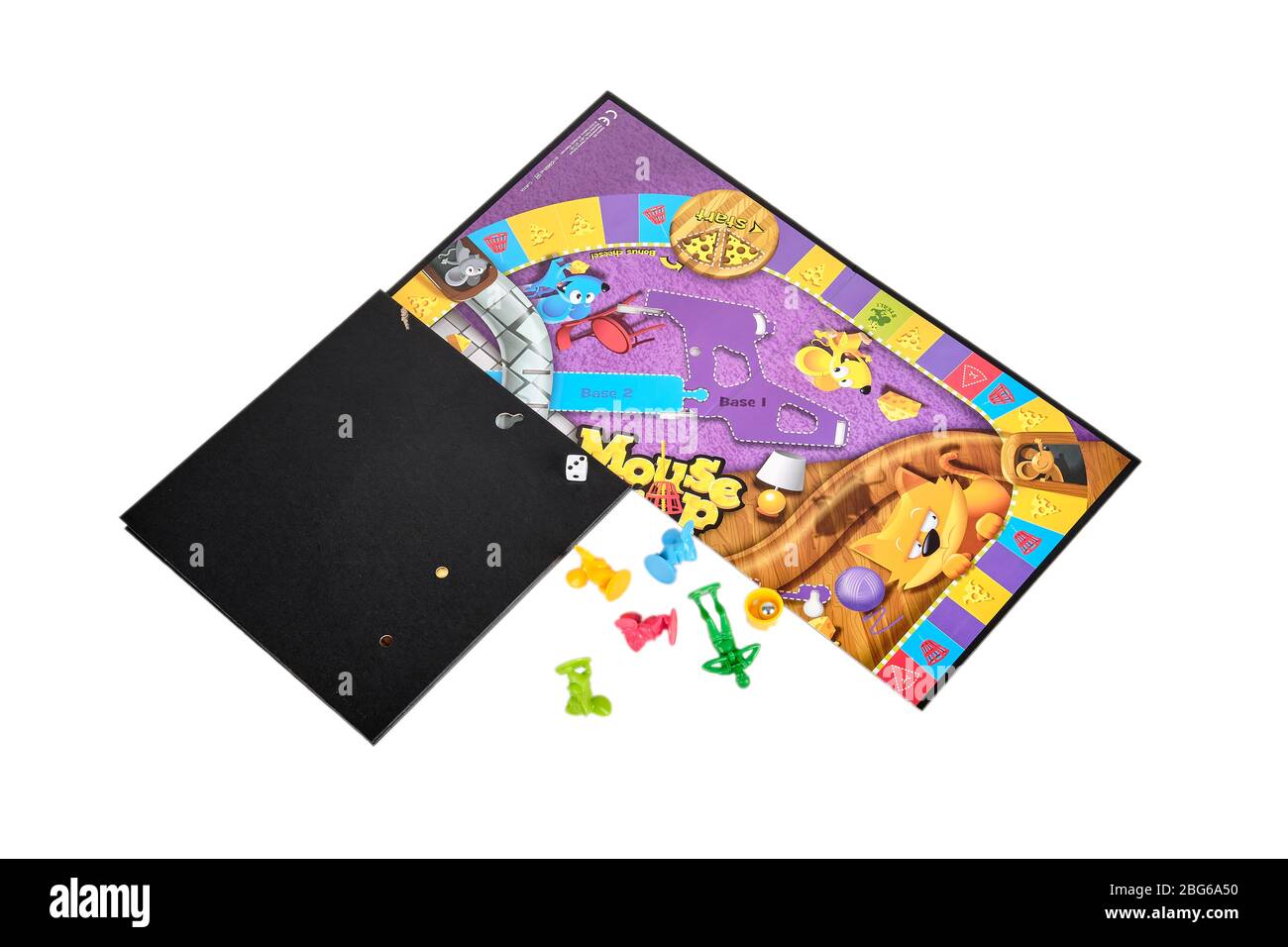 Close up of part opened Hasbro Mouse trap board game board and game ...