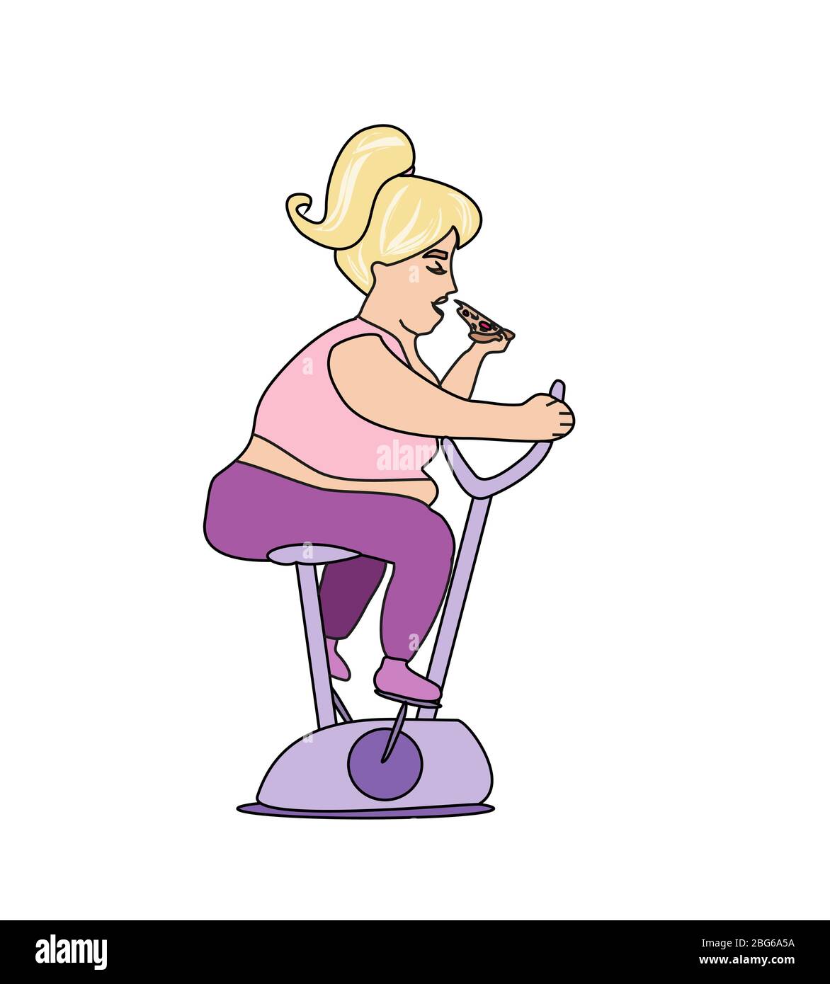 Fat Girl Doing Indoor Biking Exercise Stock Vector Image And Art Alamy