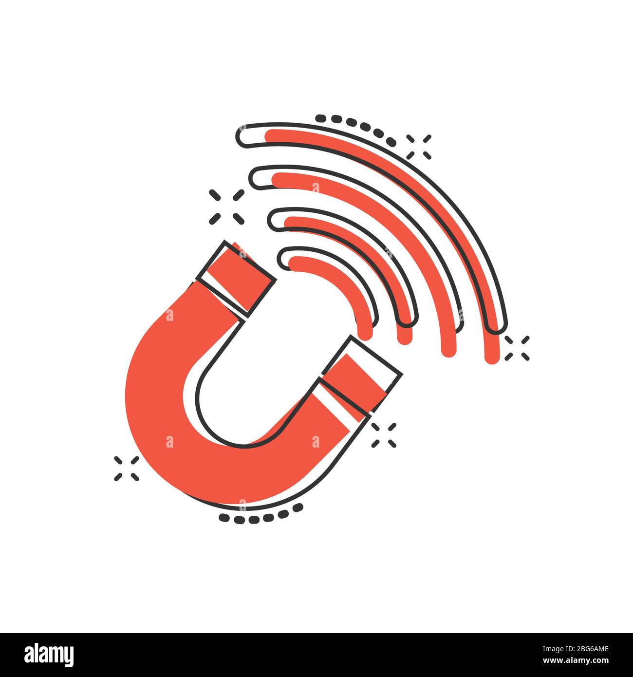 Magnet icon in comic style. Attract cartoon vector illustration on ...