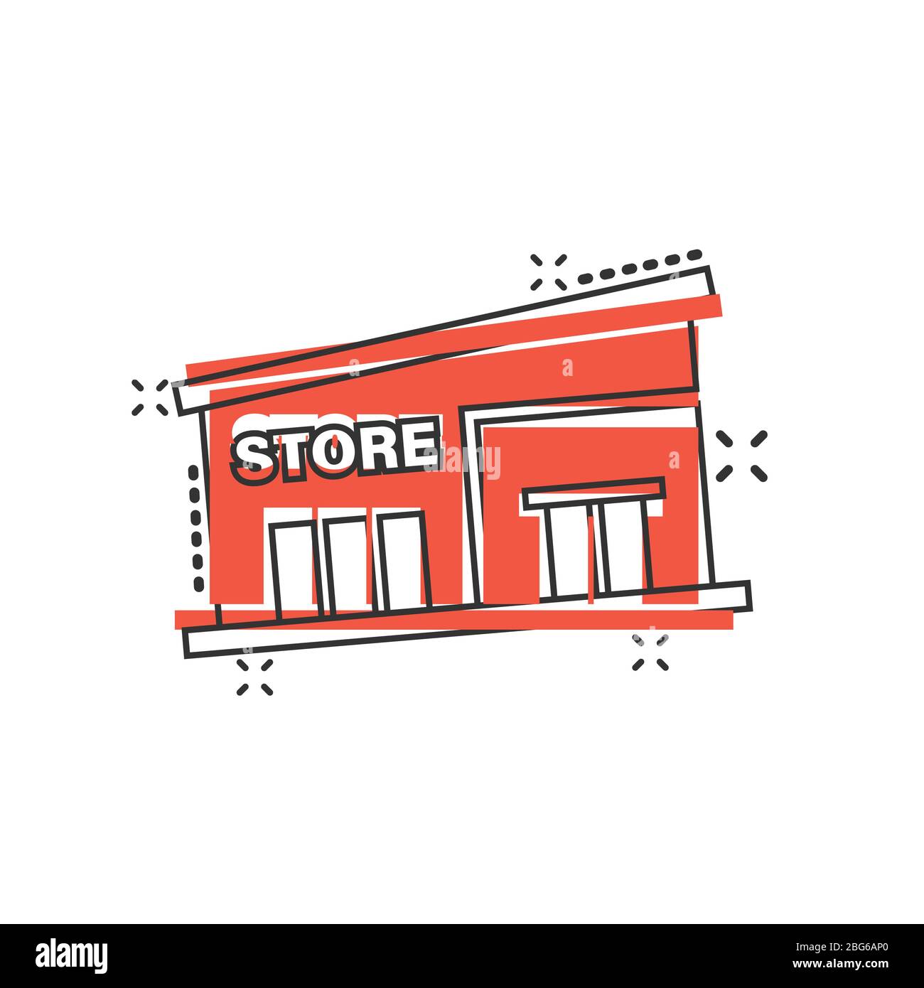 Mall icon in comic style. Store cartoon vector illustration on white ...