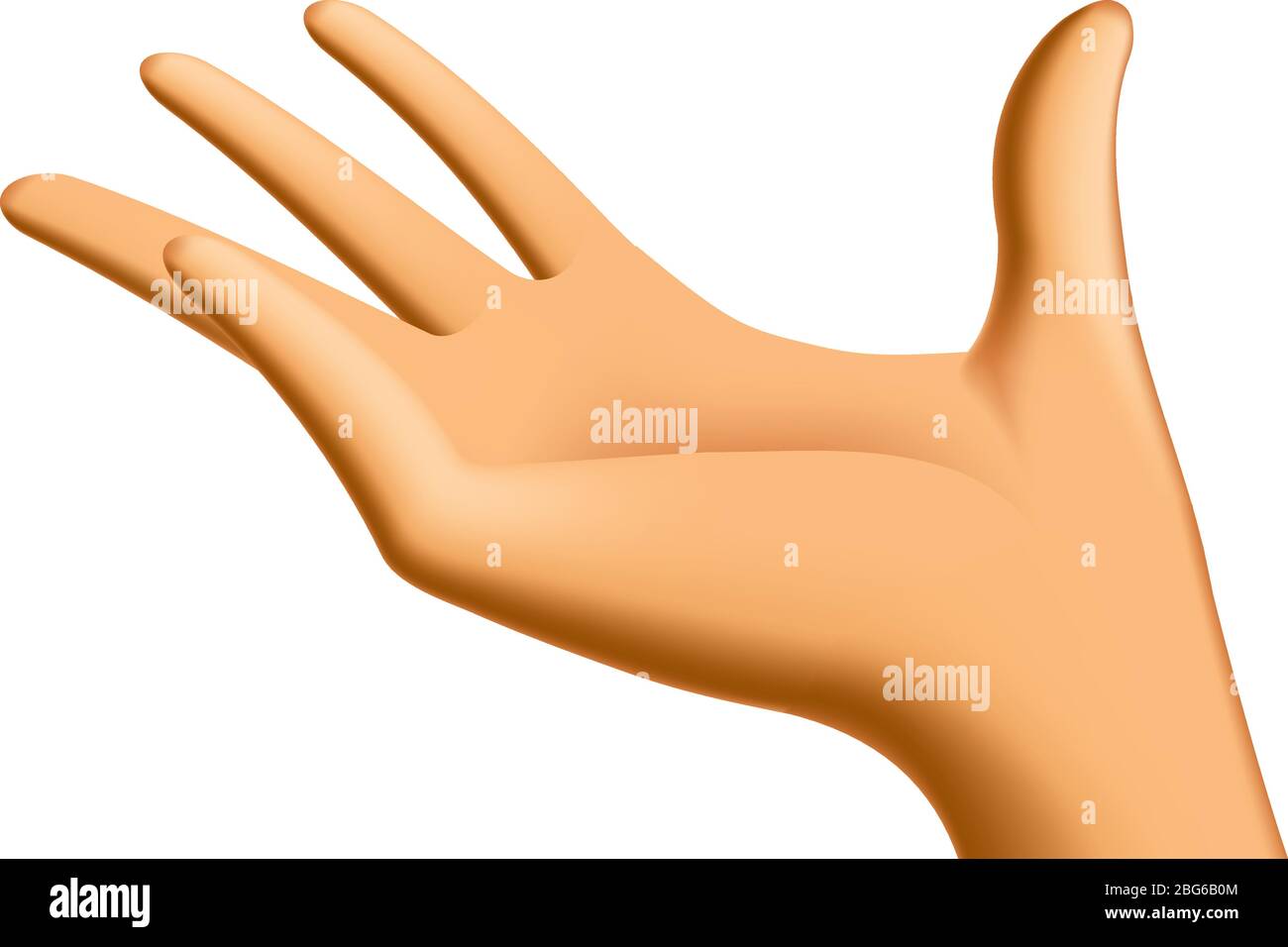 Vector illustration. Open offering hand with shadows and lights. Soft ...