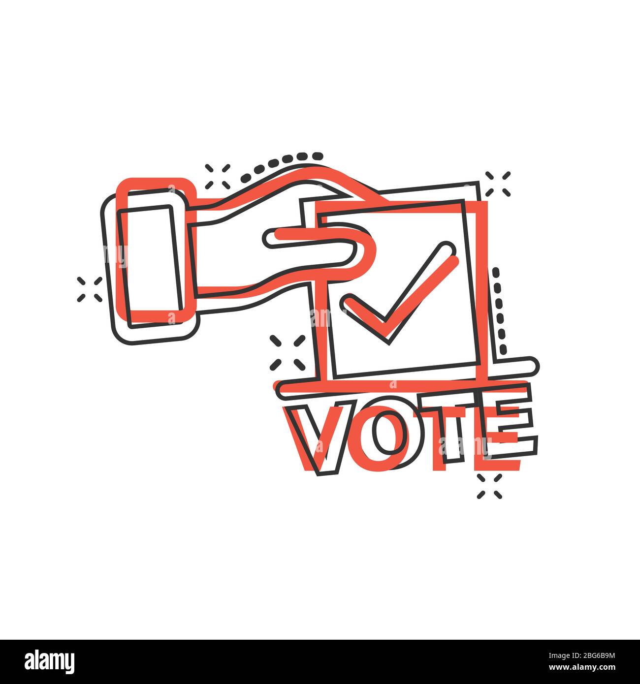 Vote icon in comic style. Ballot box cartoon vector illustration on ...