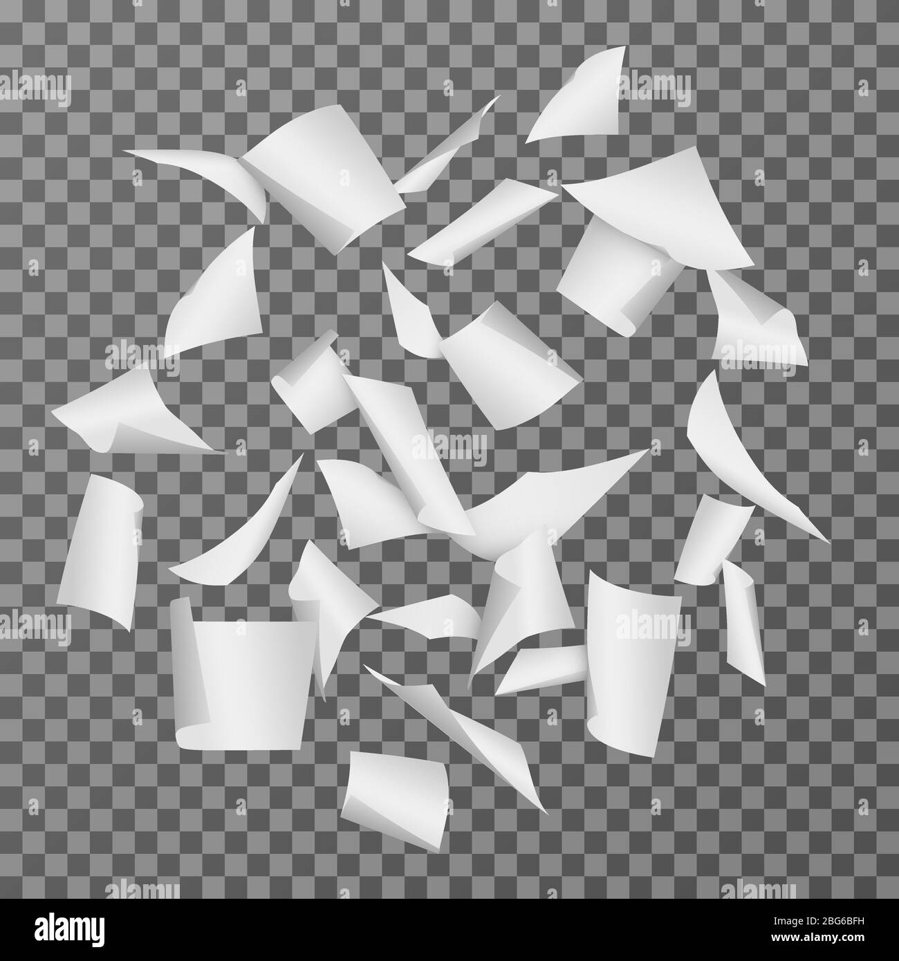 Flying paper document sheets. Falling 3d white blank page papers vector ...