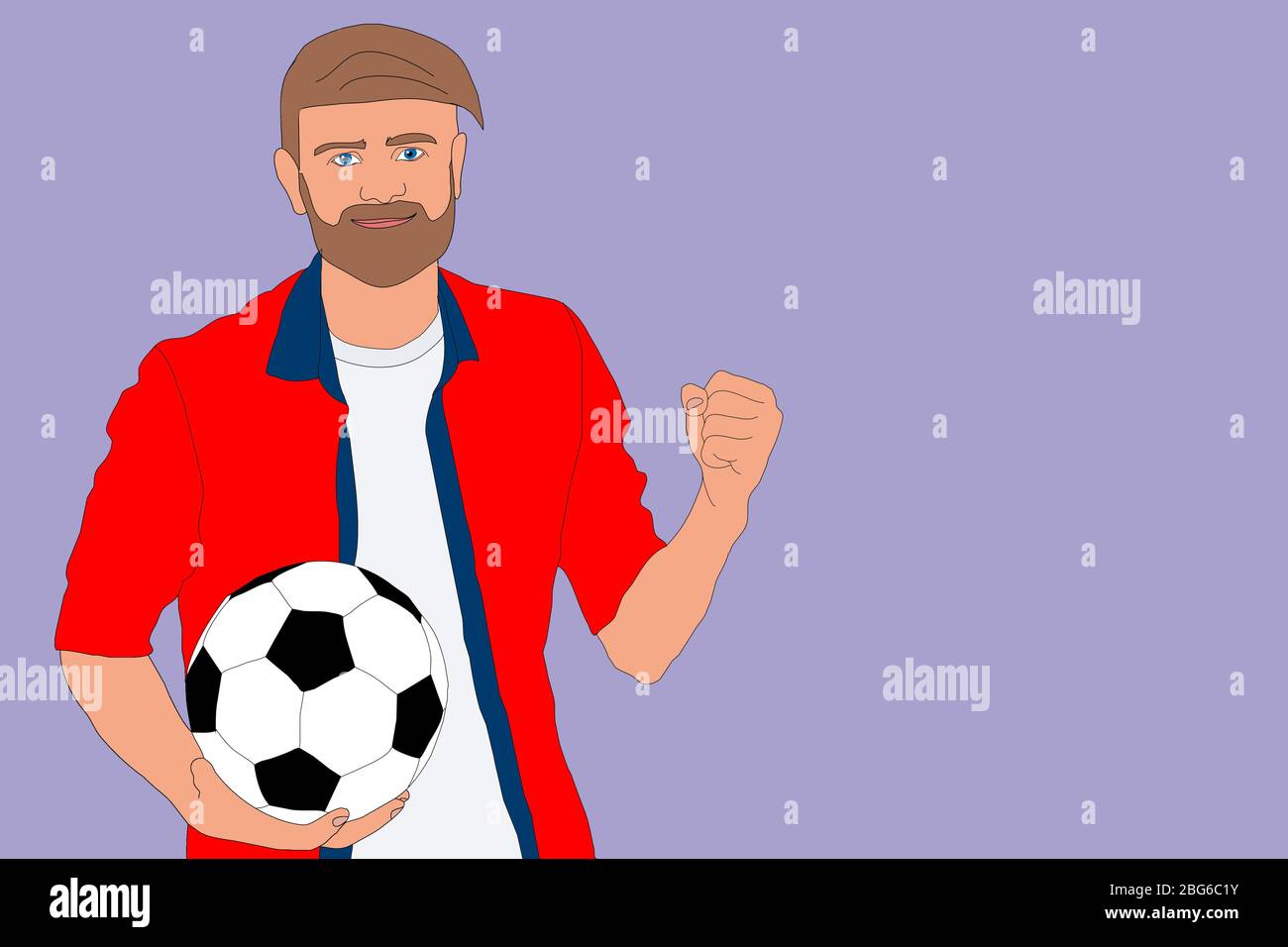Colored and isolated football fan male character with ball illustration ...