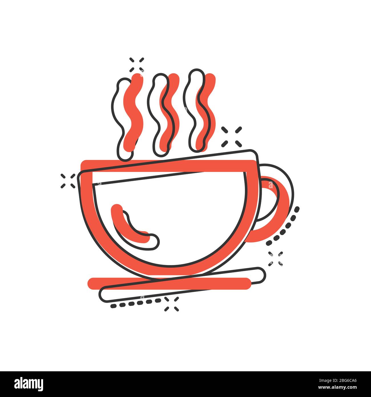 Coffee cup icon in comic style. Hot tea cartoon vector illustration on ...