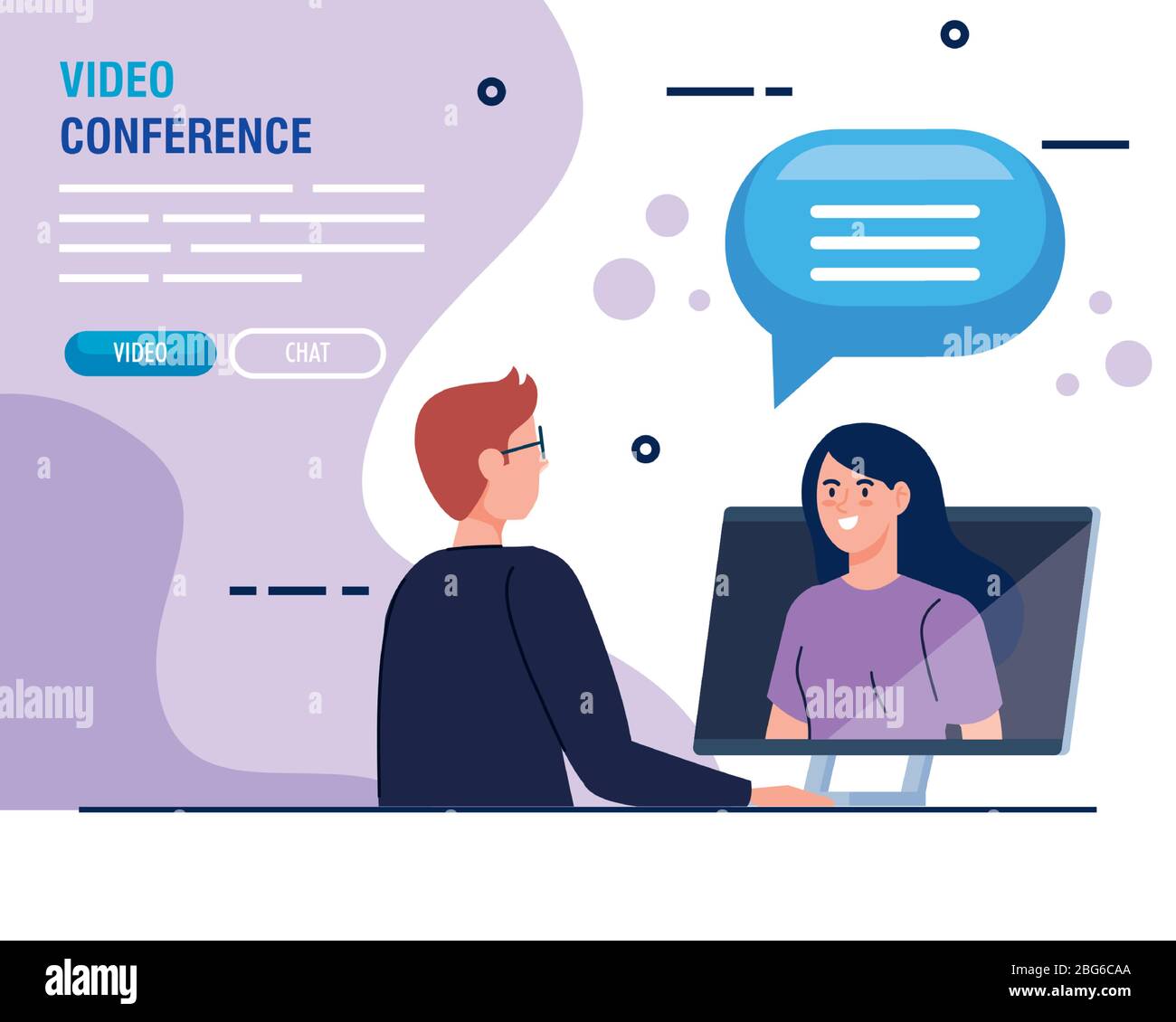 couple in video conference in computer Stock Vector Image & Art - Alamy