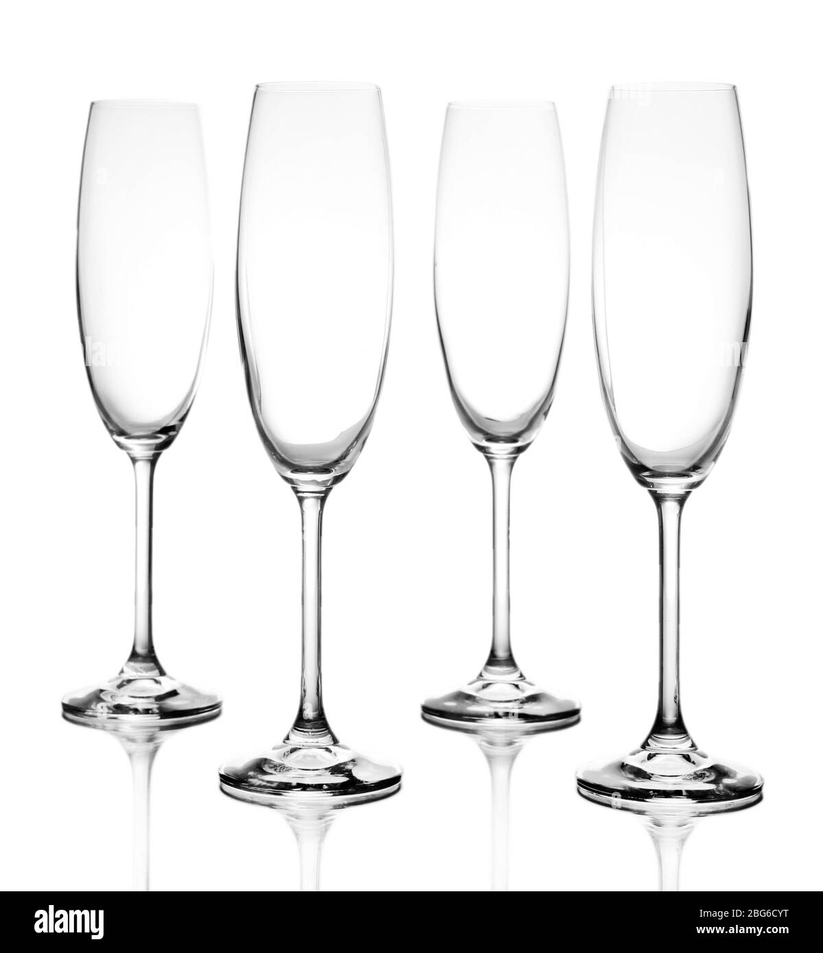 Glasses champagne on party table Black and White Stock Photos & Images ...