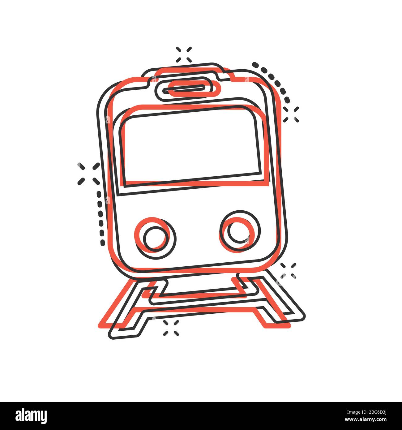 Metro icon in comic style. Train subway cartoon vector illustration on ...