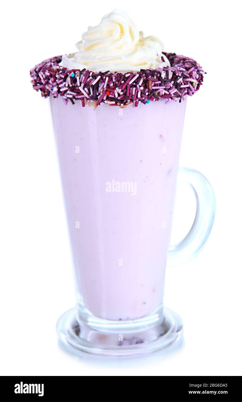 Delicious milk shake isolated on white Stock Photo - Alamy