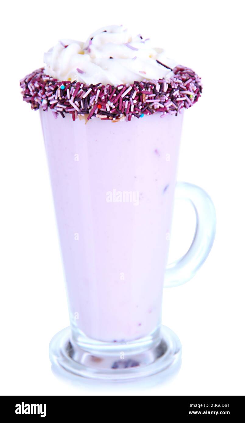 Delicious milk shake isolated on white Stock Photo - Alamy